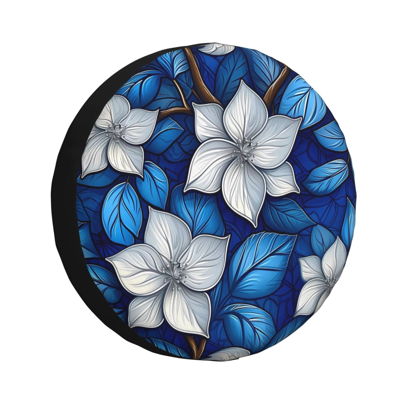 Spare Tire Cover, Blue White Floral Elegance Wheel Cover Tire Covers ...
