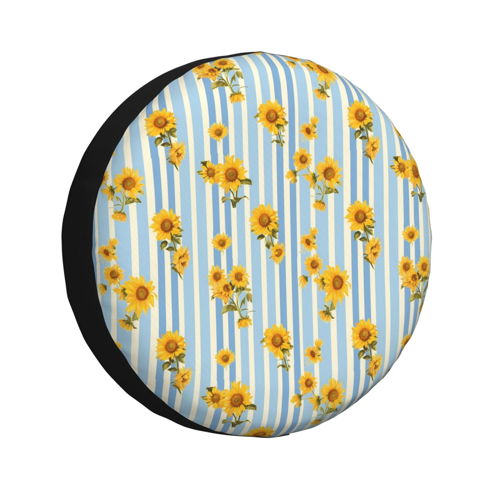 Spare Tire Cover - Blue White Striped Sunflower Waterproof Sun ...