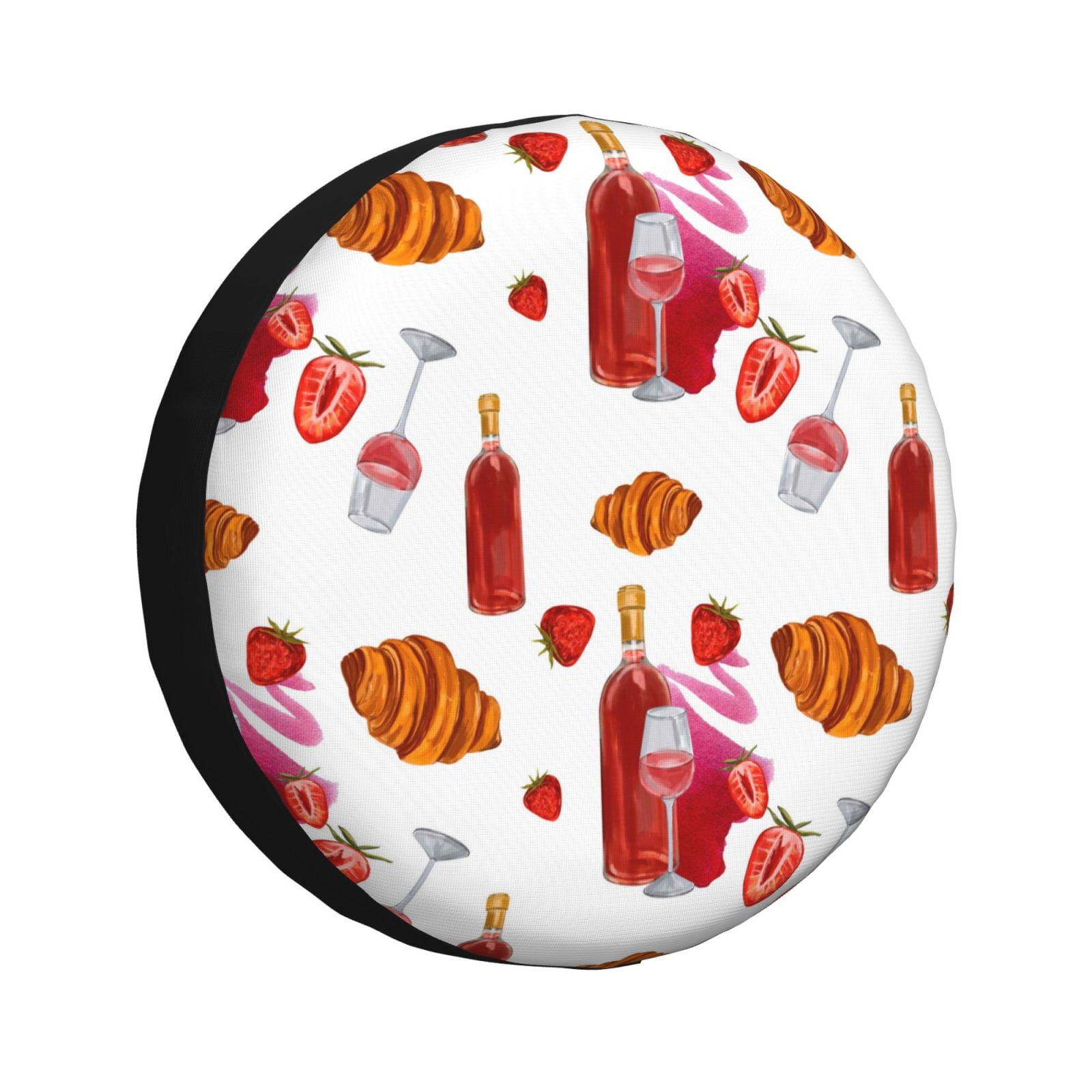 Spare Tire Cover Bread Strawberry Wine Print Red Waterproof Trailer ...