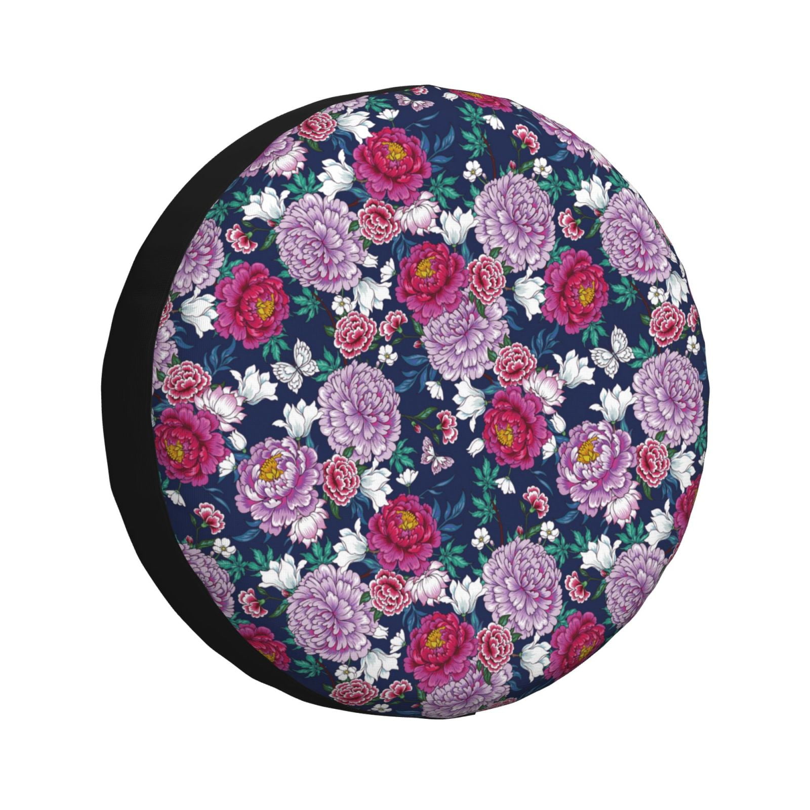Spare Tire Cover Carnations Flowers Butterfly Waterproof Trailer Tire