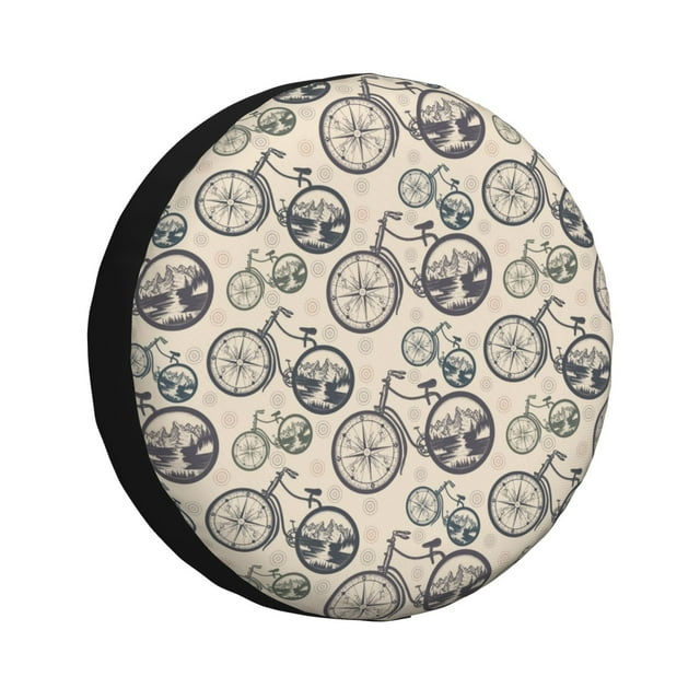Spare Tire Cover - Compass And Mountains In Bicycle Wheels Universal ...