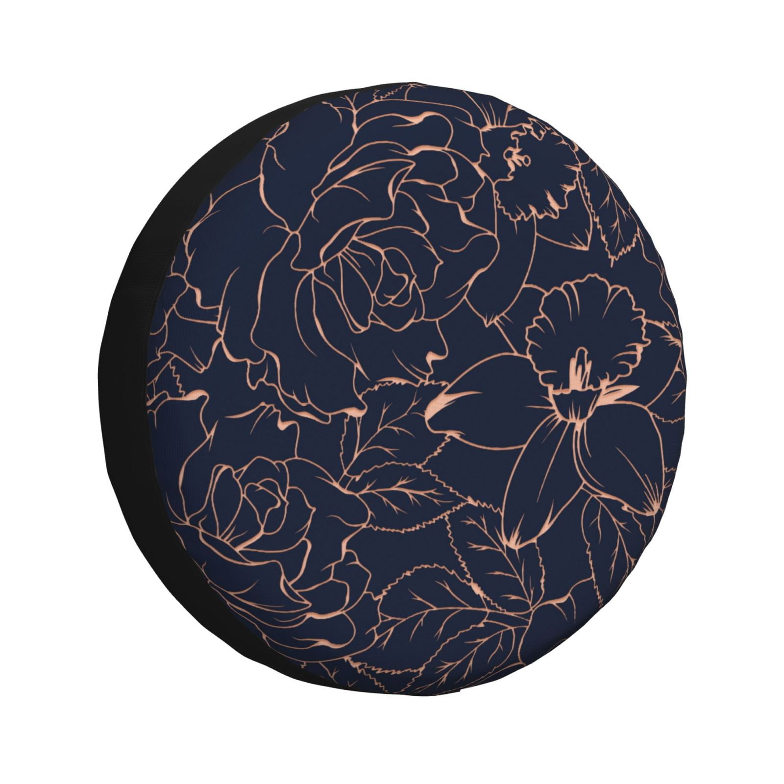 Spare Tire Cover, Copper-Gold Gloss Outline Flower Wheel Cover Tire ...