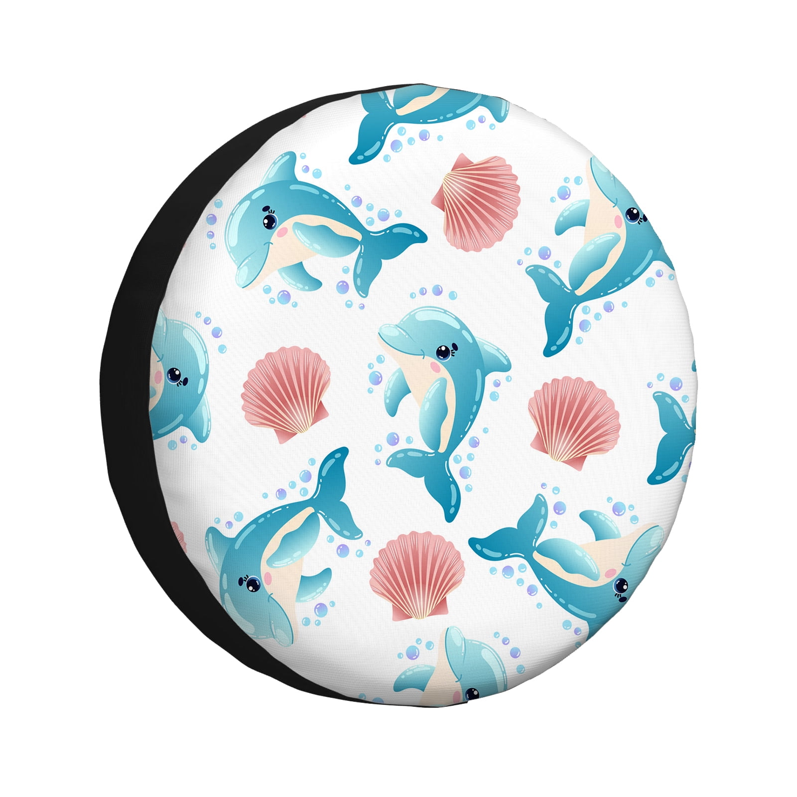 Spare Tire Cover Cute Smiling Dolphin With Bubbles And Shell ...