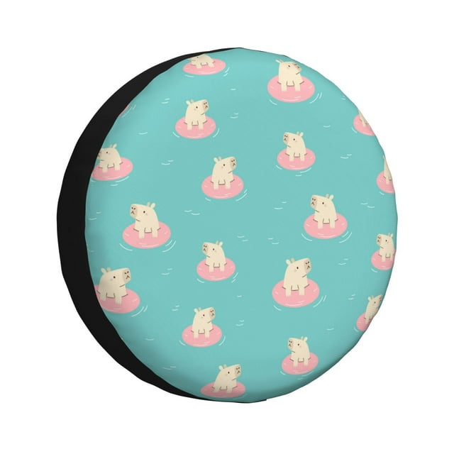 Spare Tire Cover Cute Swim Capybaras Waterproof Sun Protection