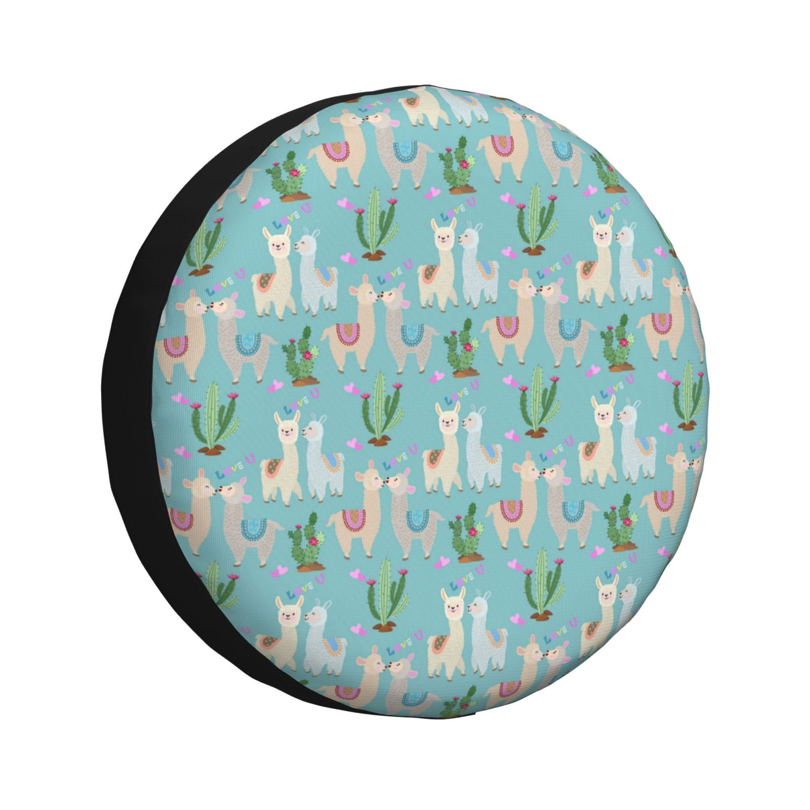 Spare Tire Cover, Cute alpaca Lamas cactus heart Wheel Cover Tire ...