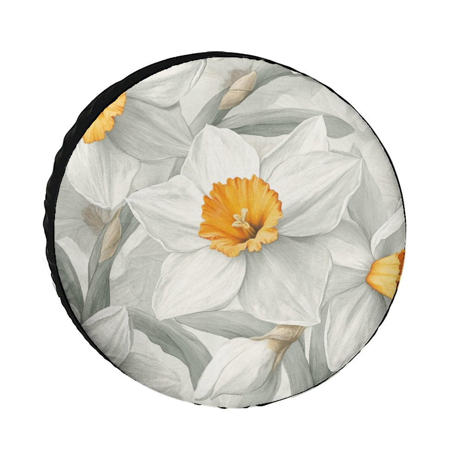 Spare Tire Cover Daffodil White And Gray Wheel Protectors Weatherproof ...