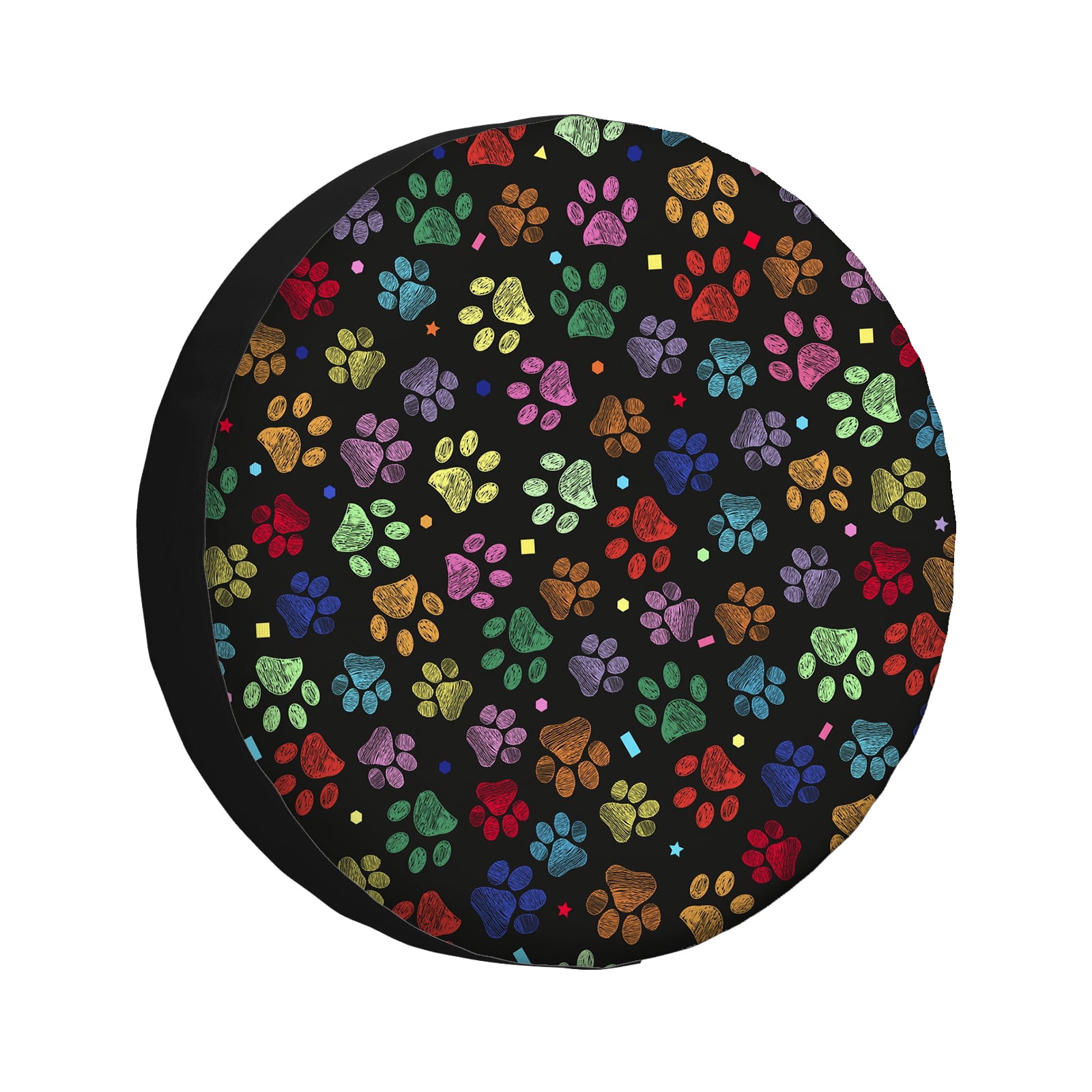 Spare Tire Cover Doodle Colorful Paw Print Weatherproof Wheel Covers ...