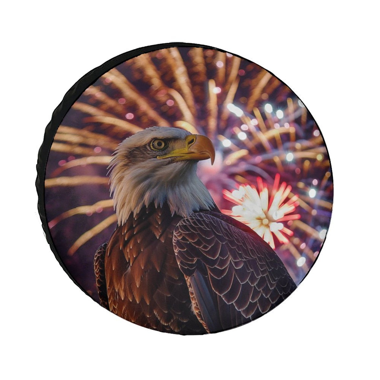 Spare Tire Cover Eagle with Red White And Blue Fireworks Weatherproof ...