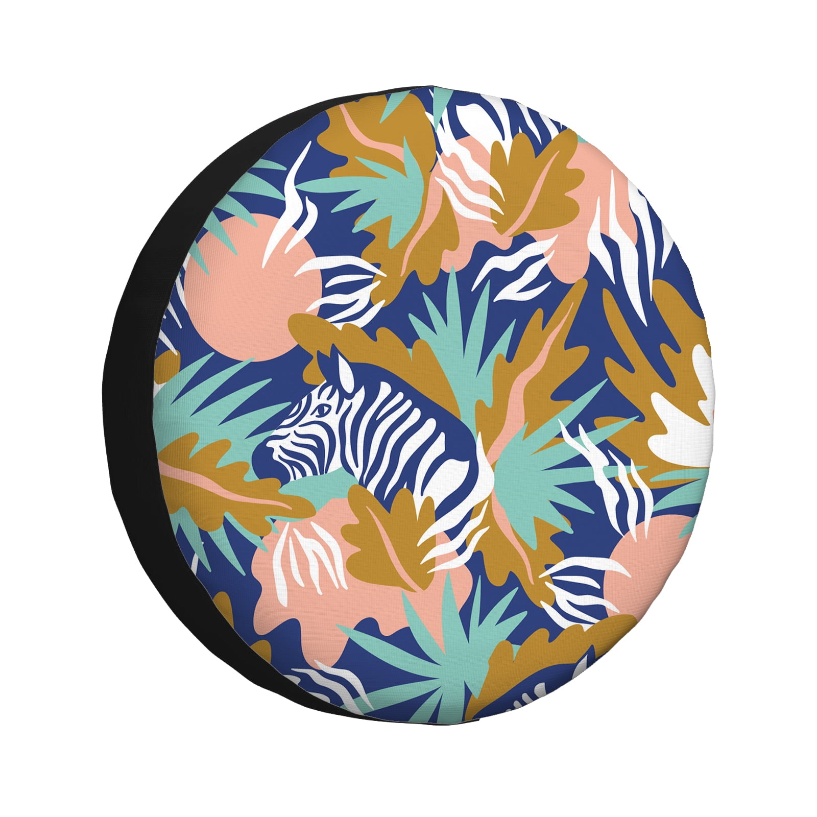Spare Tire Cover Exotic Endless Zebra And Tropical Leave Weatherproof ...