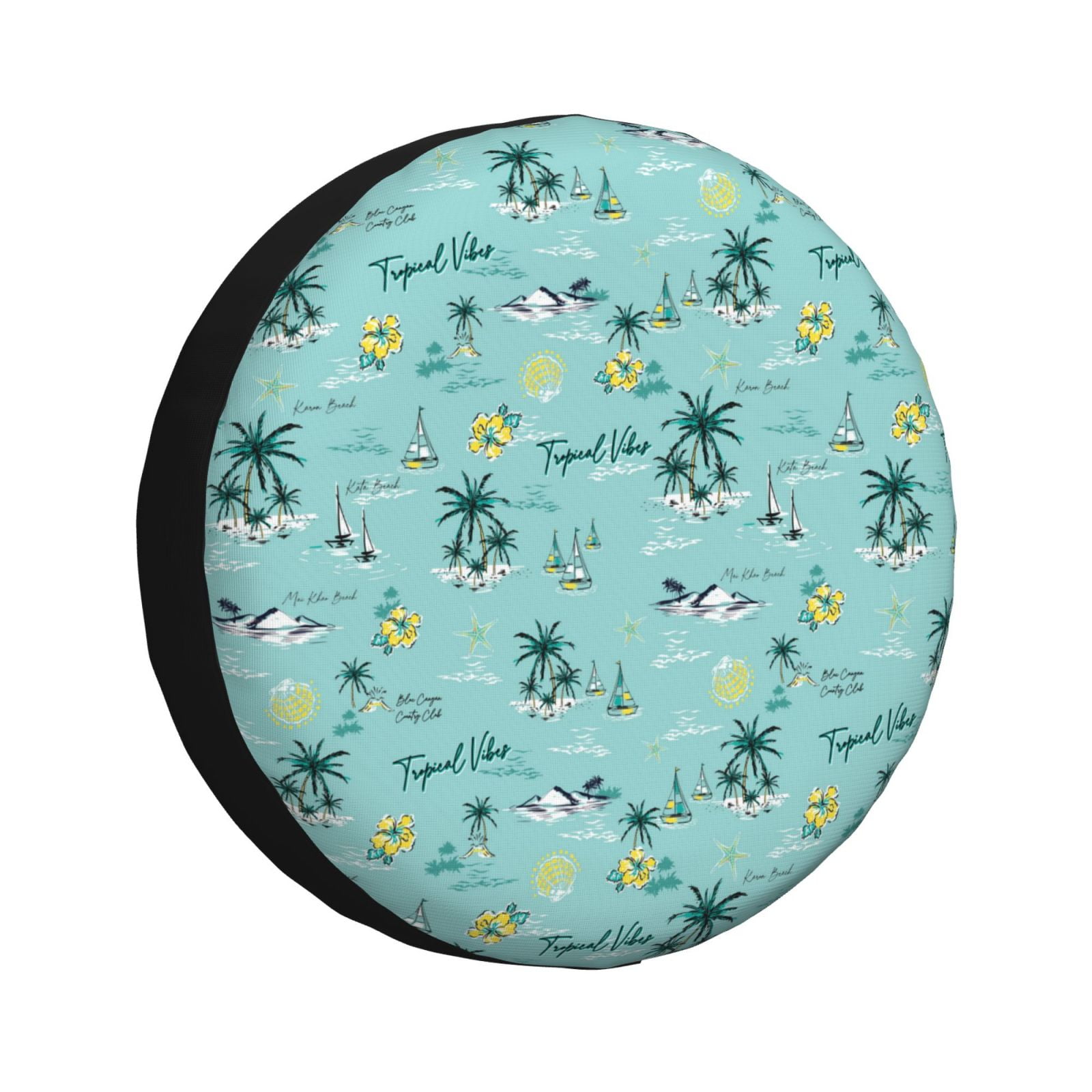 Spare Tire Cover Hawaiian Style Green Yellow Waterproof Trailer Tire ...