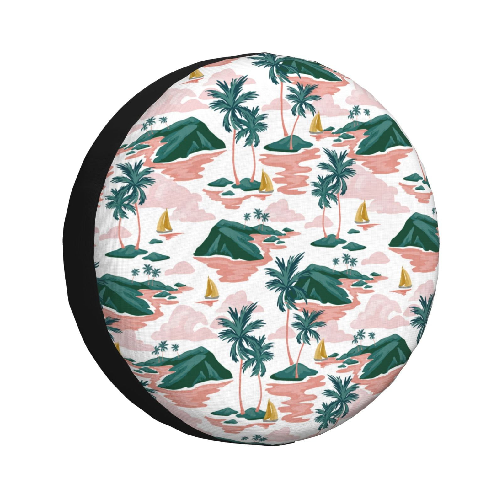 Spare Tire Cover - Hawaiian Style Yellow Sailboat Waterproof Sun ...
