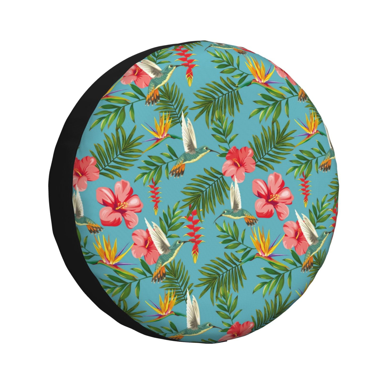 Spare Tire Cover - Hummingbird Green Leaf Red Hibiscus Universal Fit ...