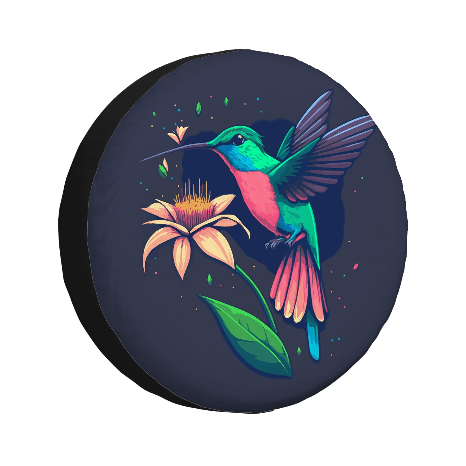 Spare Tire Cover Hummingbirds Flying Over Exotic Tropical Flower ...