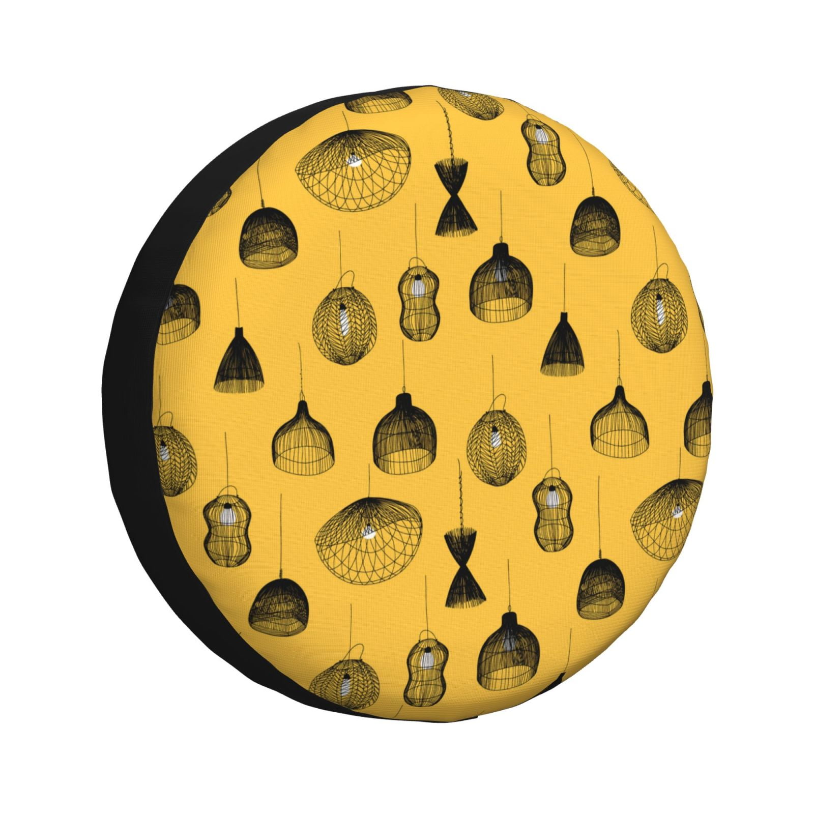 Spare Tire Cover - Light Bulbs Print yellow Waterproof Sun Protection ...