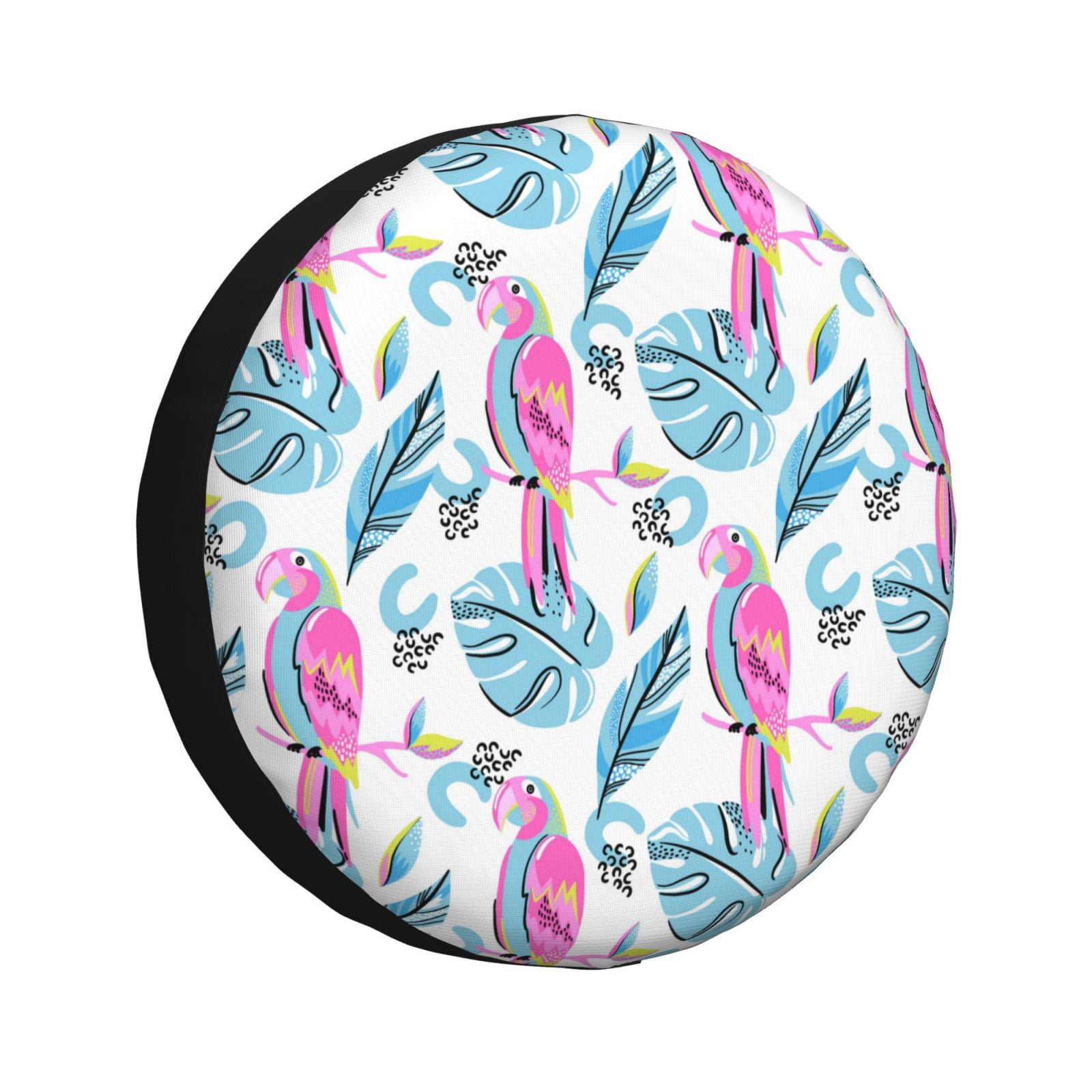 Spare Tire Cover Painted Cute Parrot Monstera Waterproof Trailer Tire ...