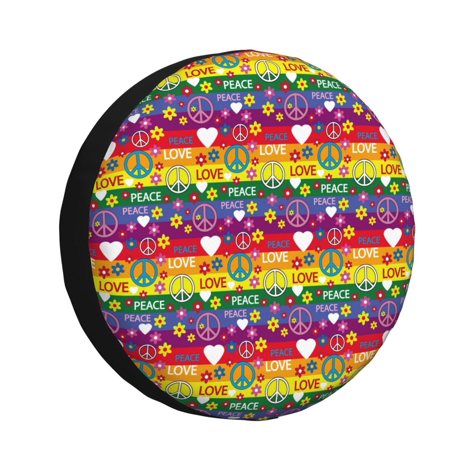 Spare Tire Cover, Rainbow peace sign heart flower Wheel Cover Tire ...