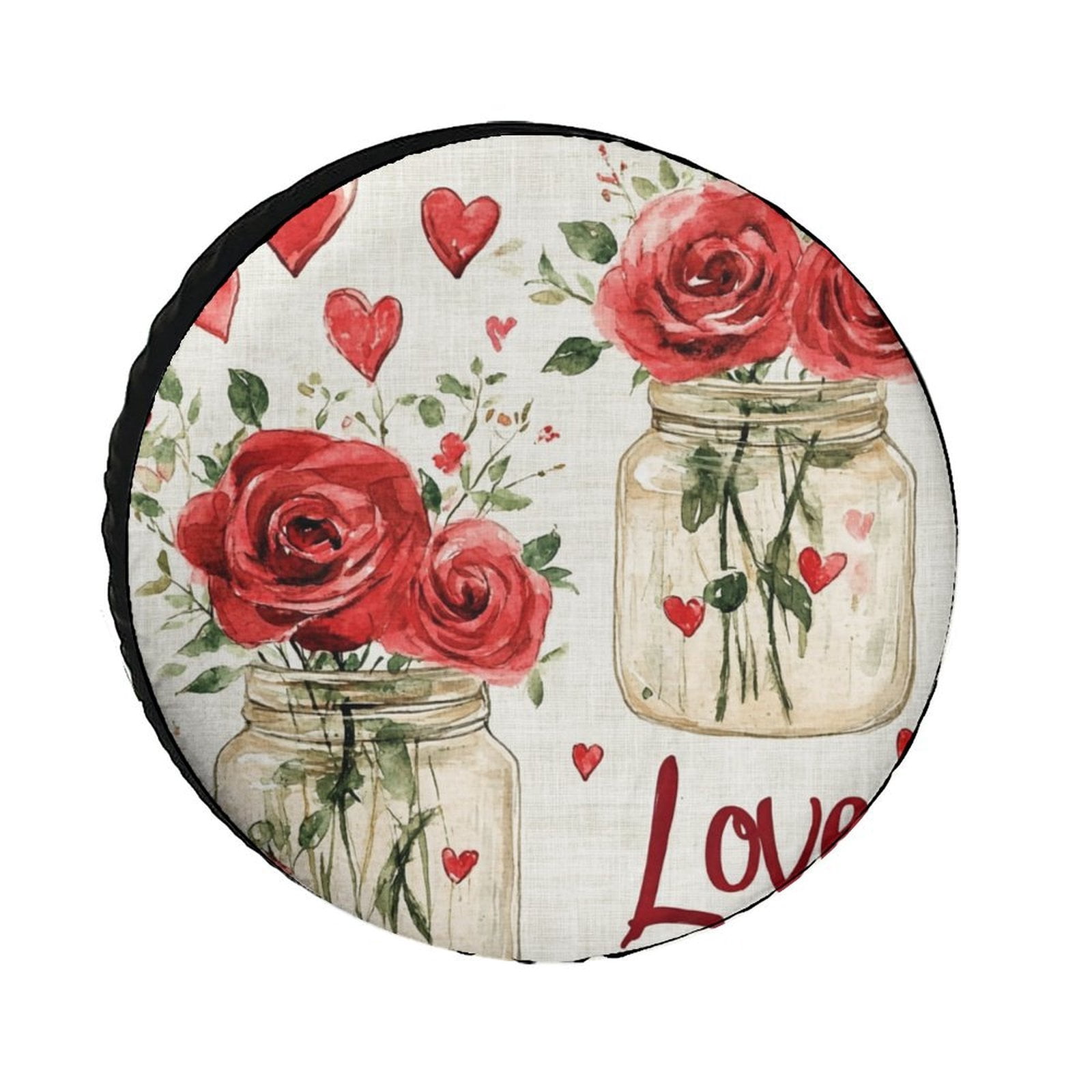 Spare Tire Cover Red Roses in Mason Jars Weatherproof Wheel Protectors ...