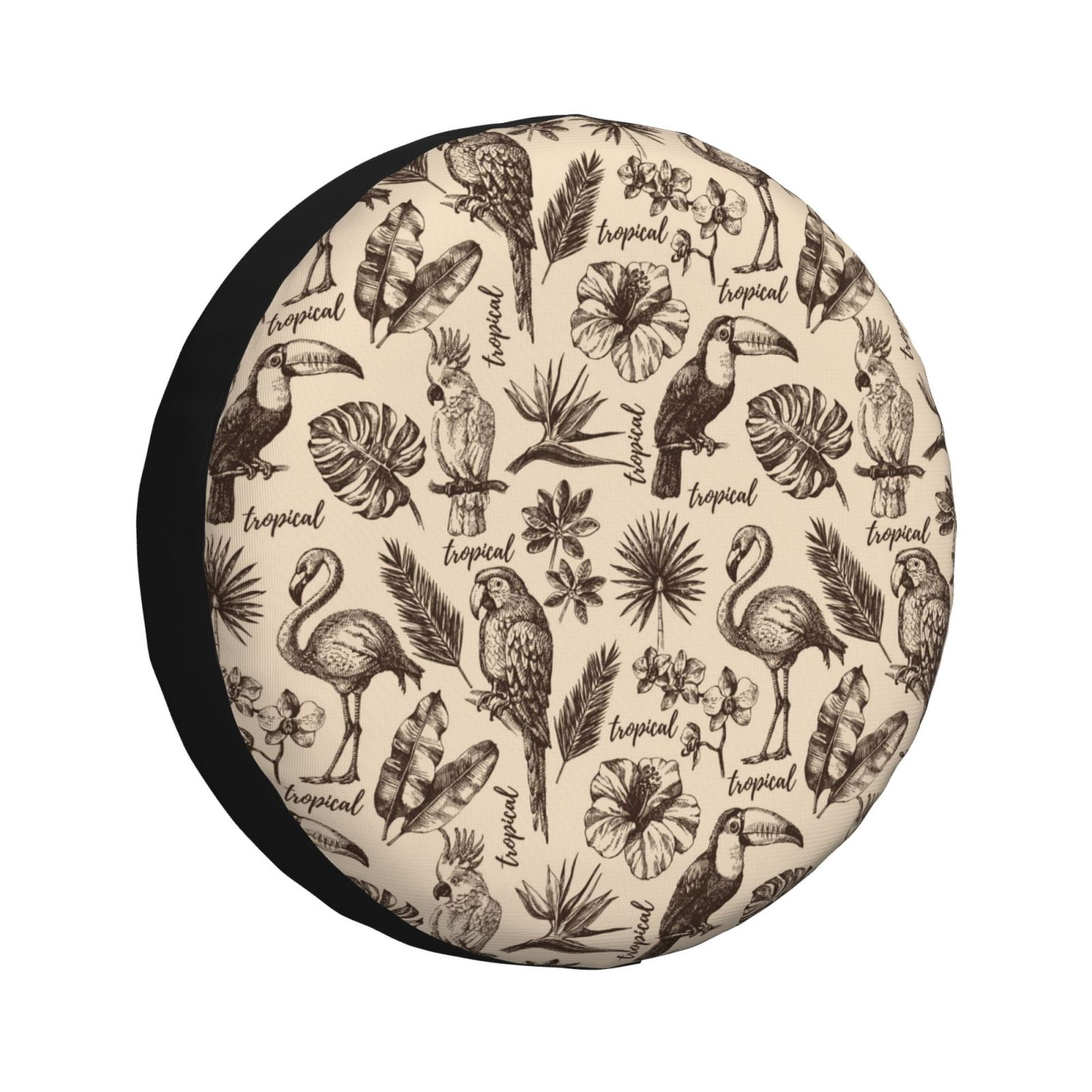 Spare Tire Cover Sketch Parrot Flamingo Toucan Waterproof Trailer Tire ...