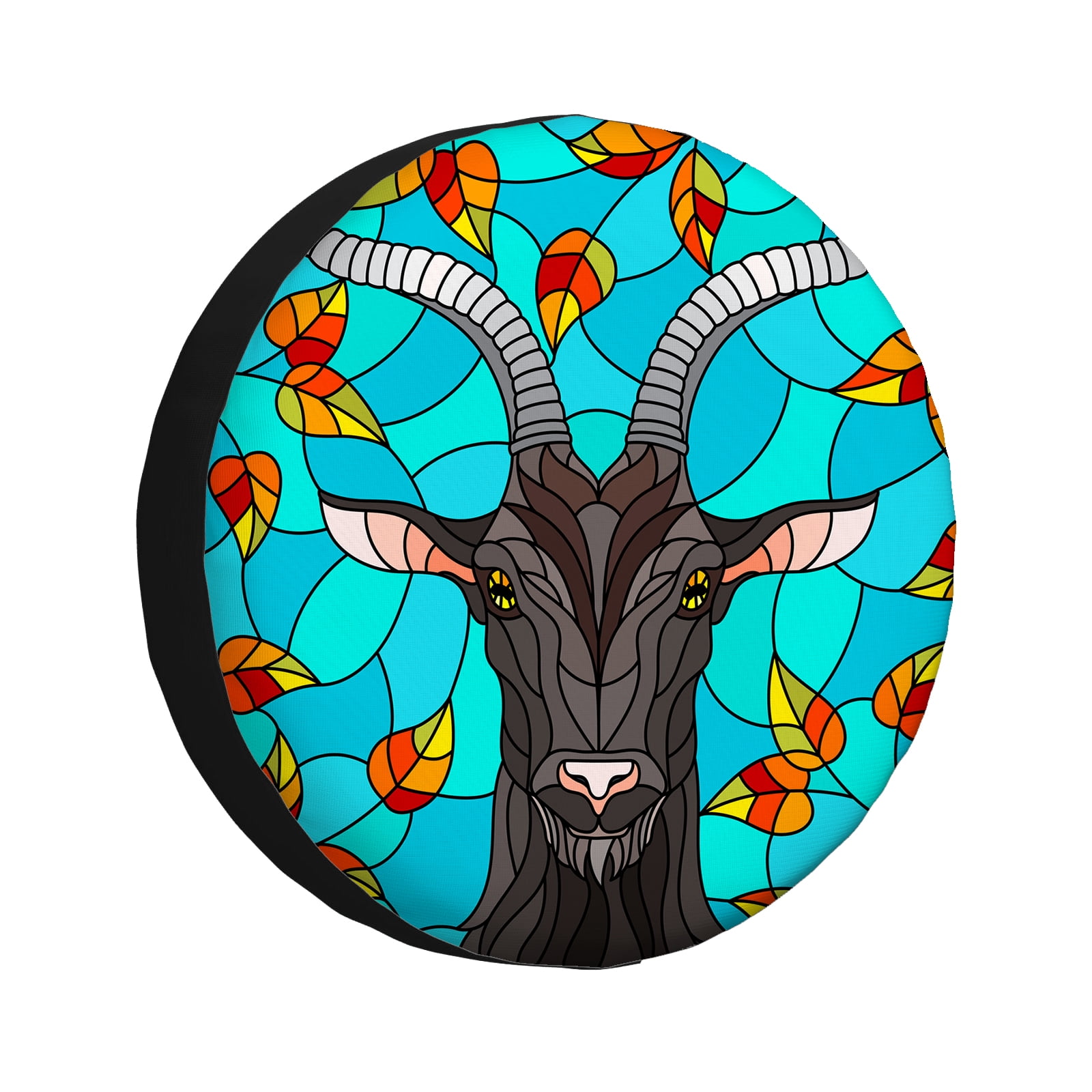 Spare Tire Cover Stained Glass Goat Head Autumn Tree Branches ...