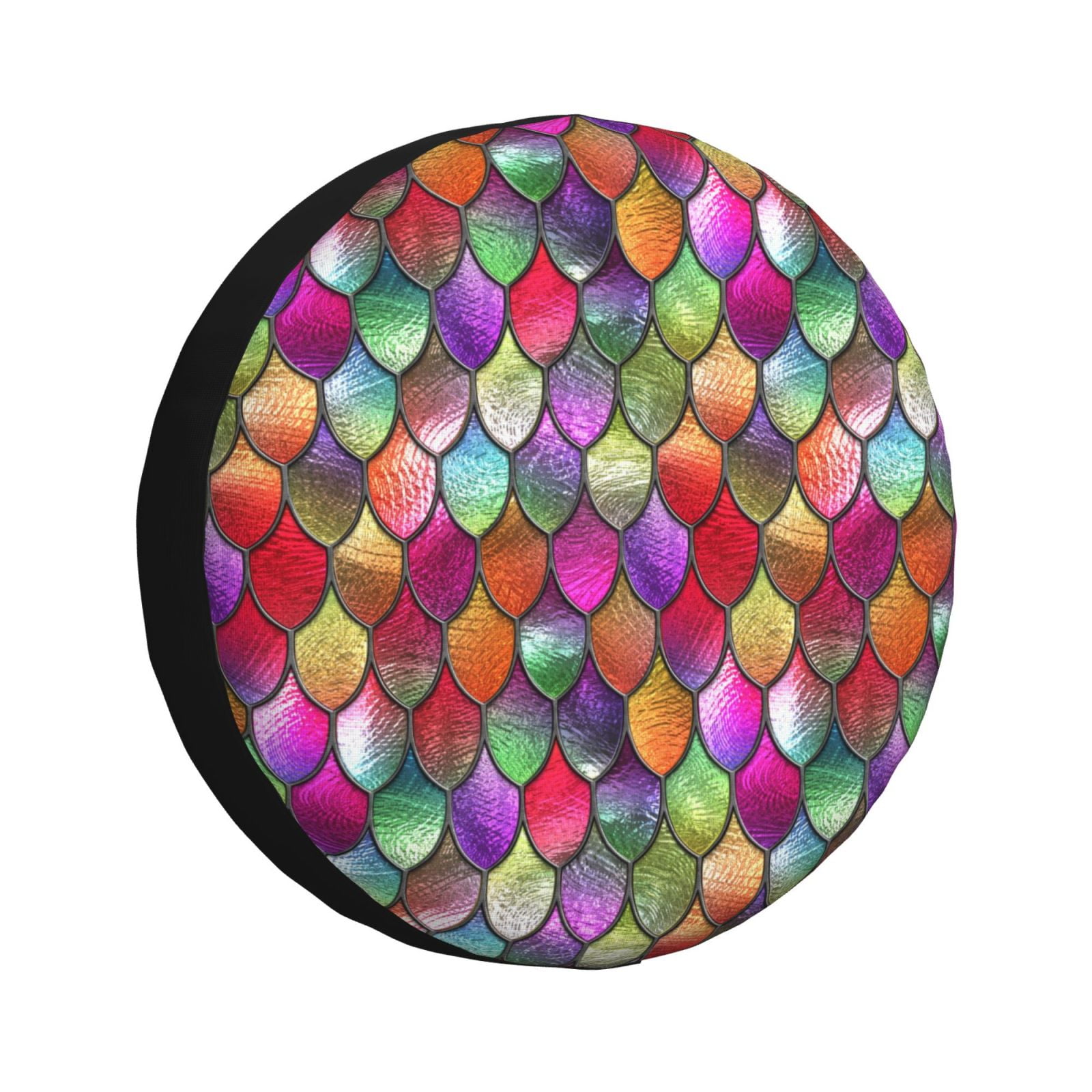 Spare Tire Cover, Stained glass Rainbow fish scales Wheel Cover Tire ...