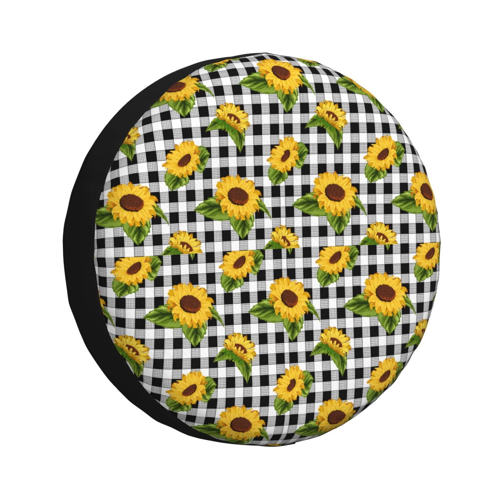 Spare Tire Cover, Sunflowers checkered plaid Wheel Cover Tire Covers ...