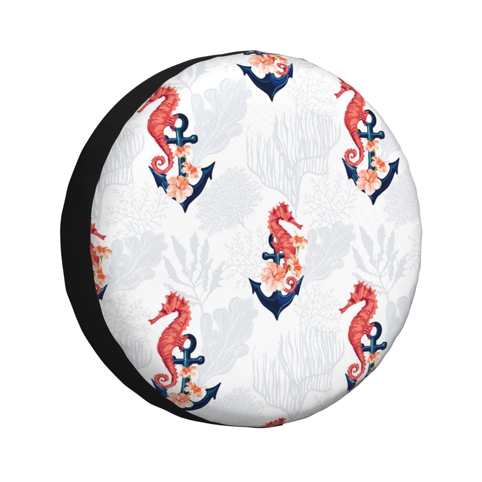 Spare Tire Cover, aesthetic anchor hibiscus seahorse grey Wheel Cover ...