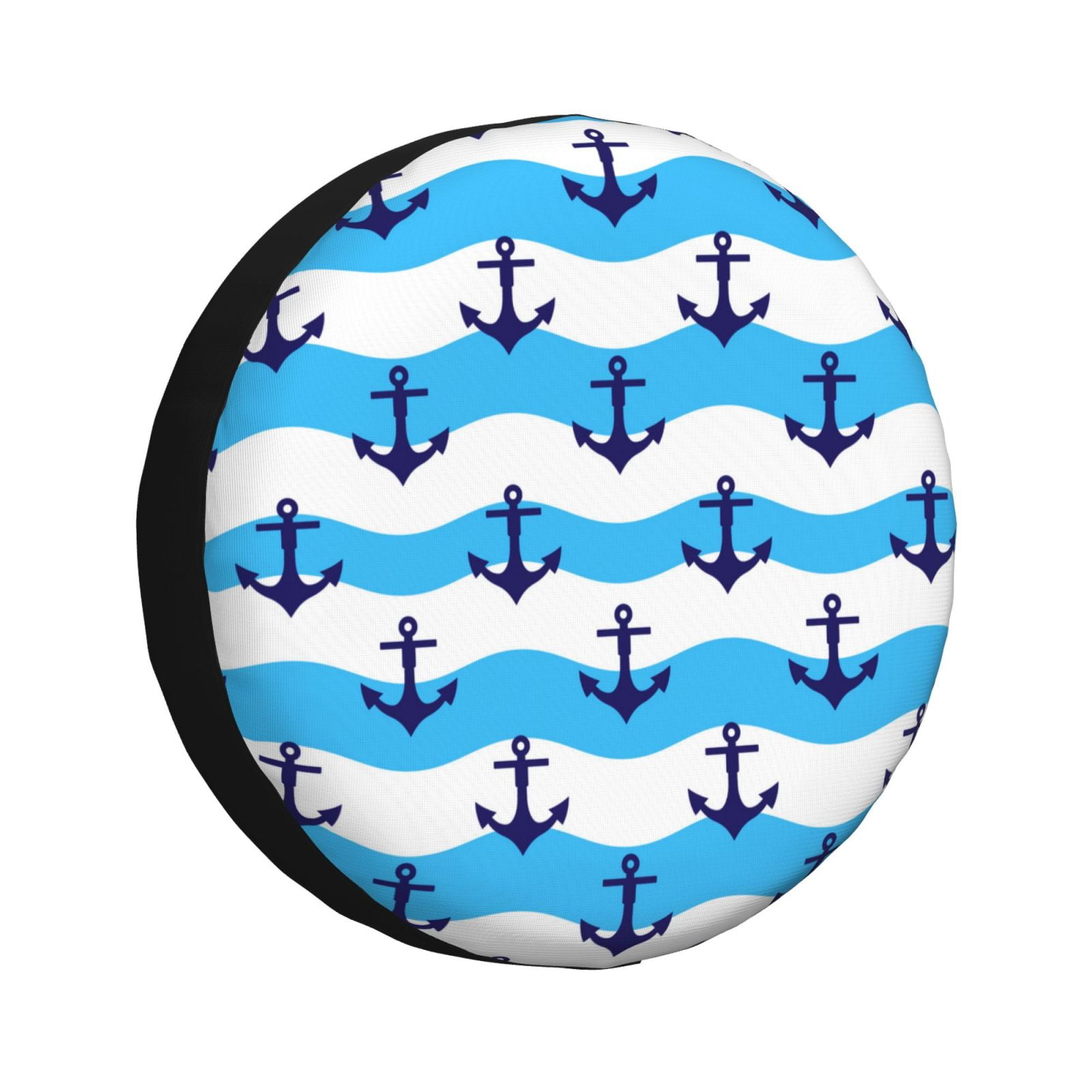 Spare Tire Cover anchors cute blue white wave Waterproof Trailer Tire ...