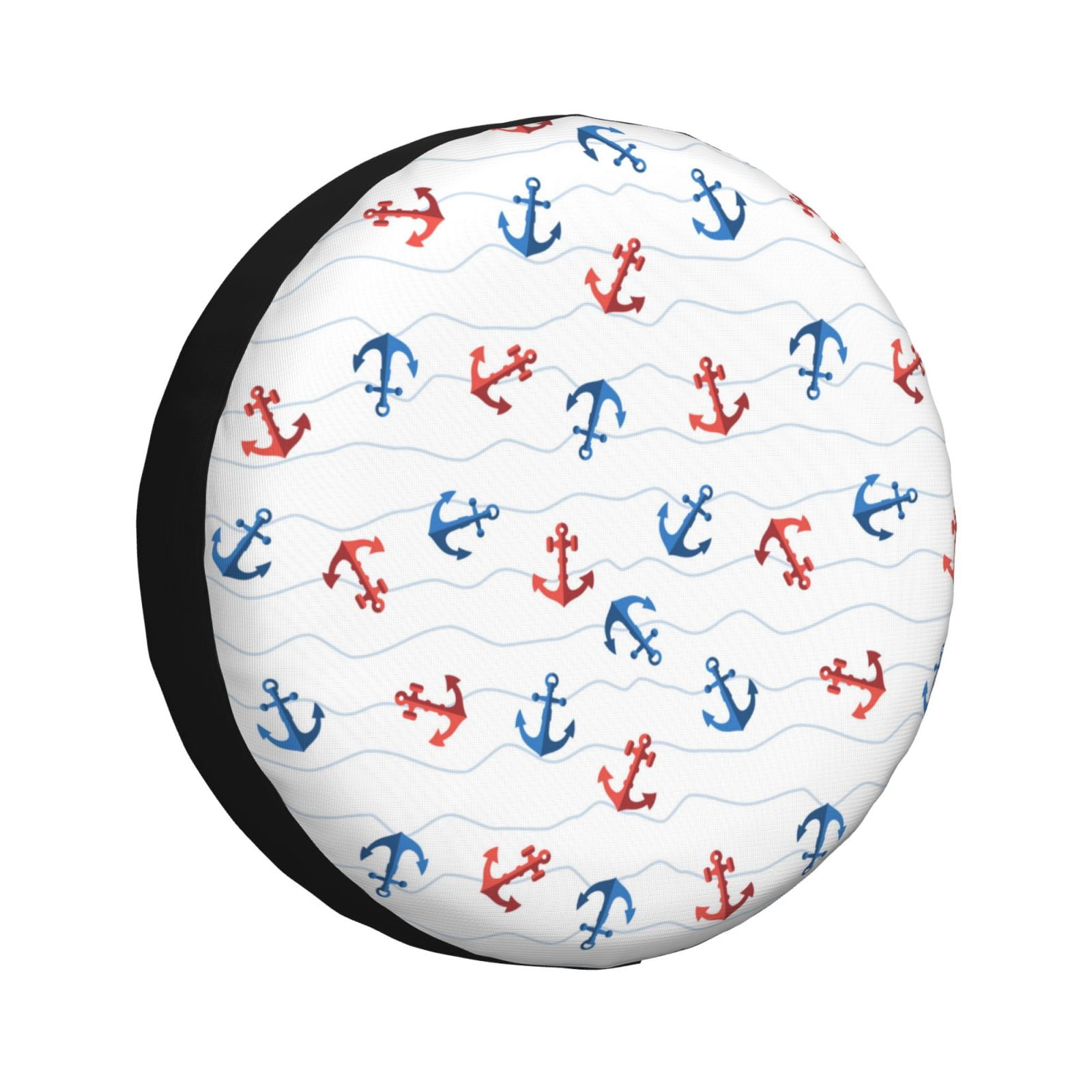 Spare Tire Cover anchors cute wave white Waterproof Trailer Tire Covers ...