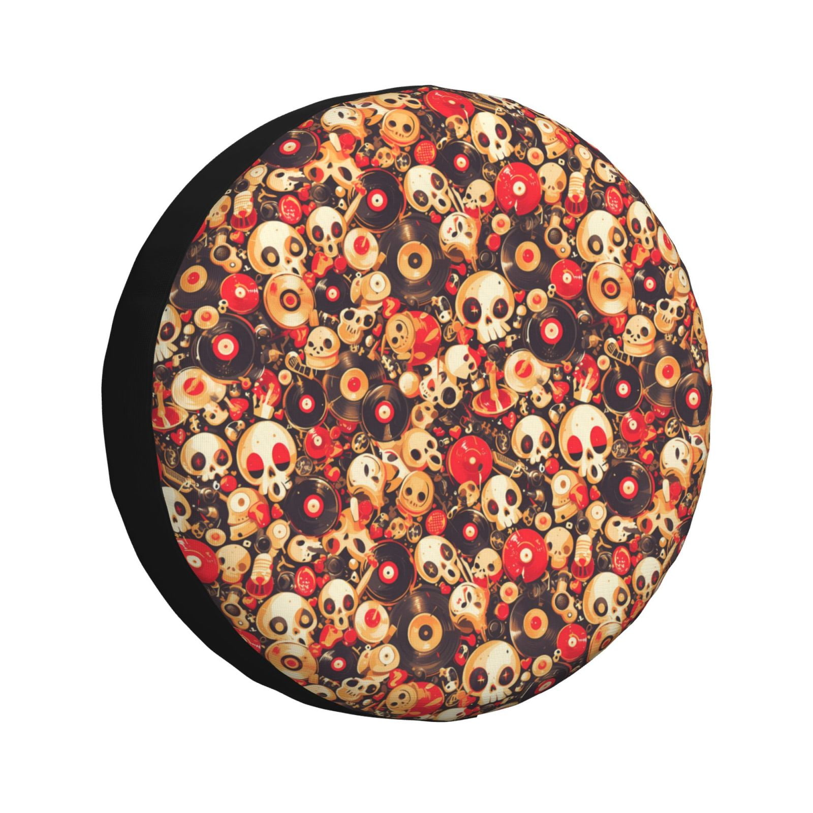 Spare Tire Cover - cute record music Skull Waterproof Sun Protection ...