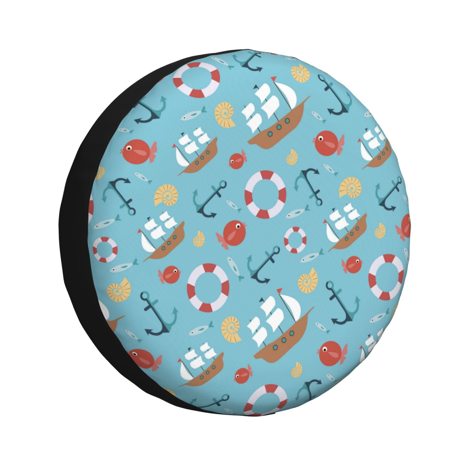Spare Tire Cover - cute ship fish anchor cartoon blue Universal Fit for ...