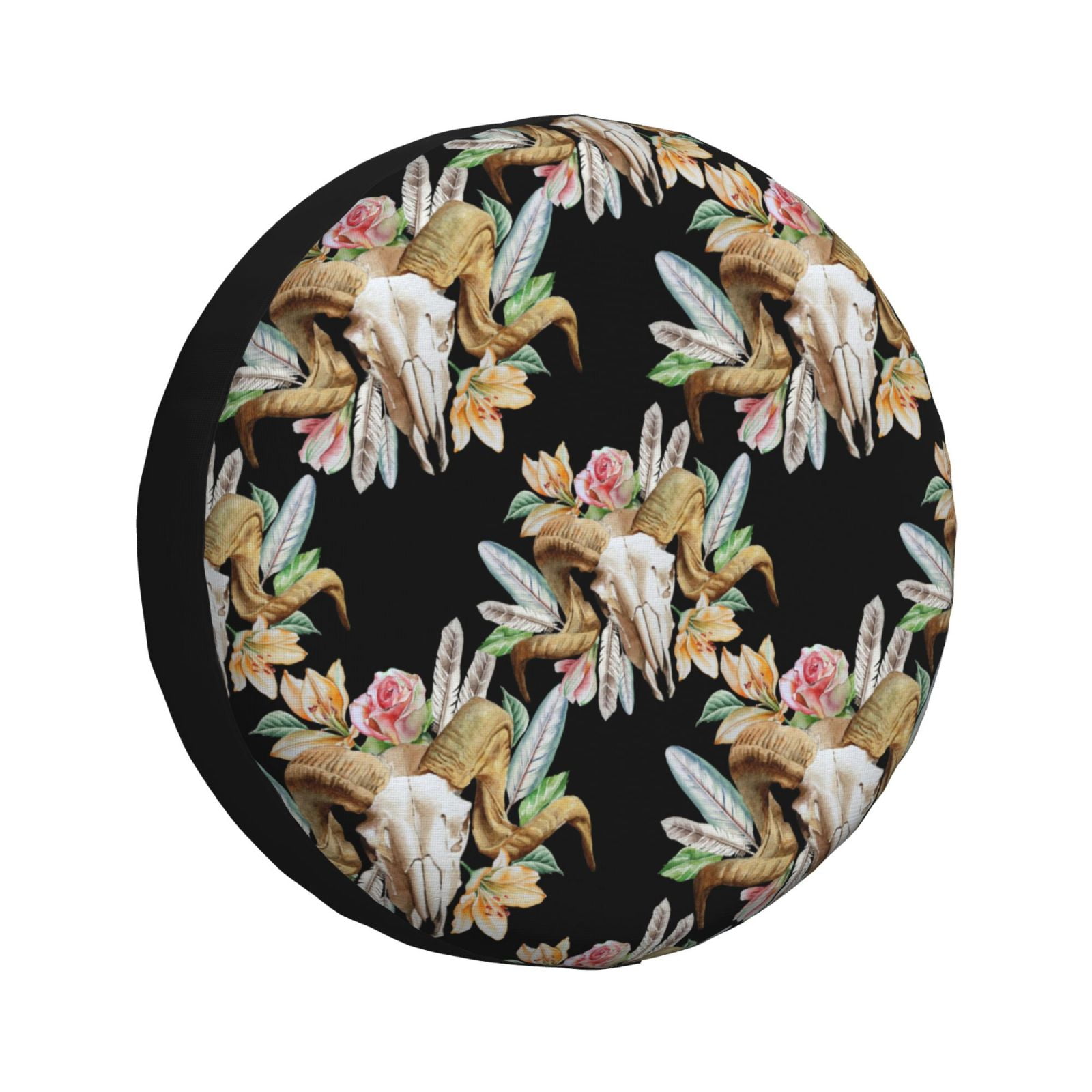 Spare Tire Cover - goat skull flowers feather vintage Universal Fit for ...