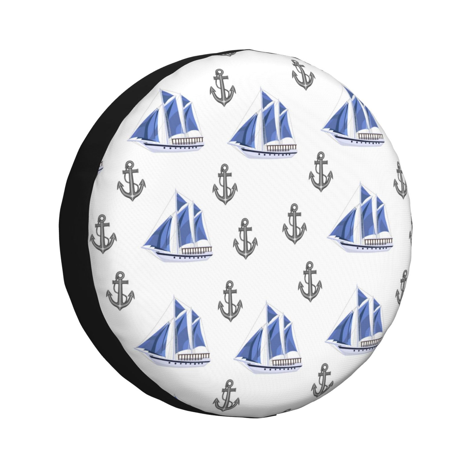 Spare Tire Cover ship blue sails anchors white Waterproof Trailer Tire ...