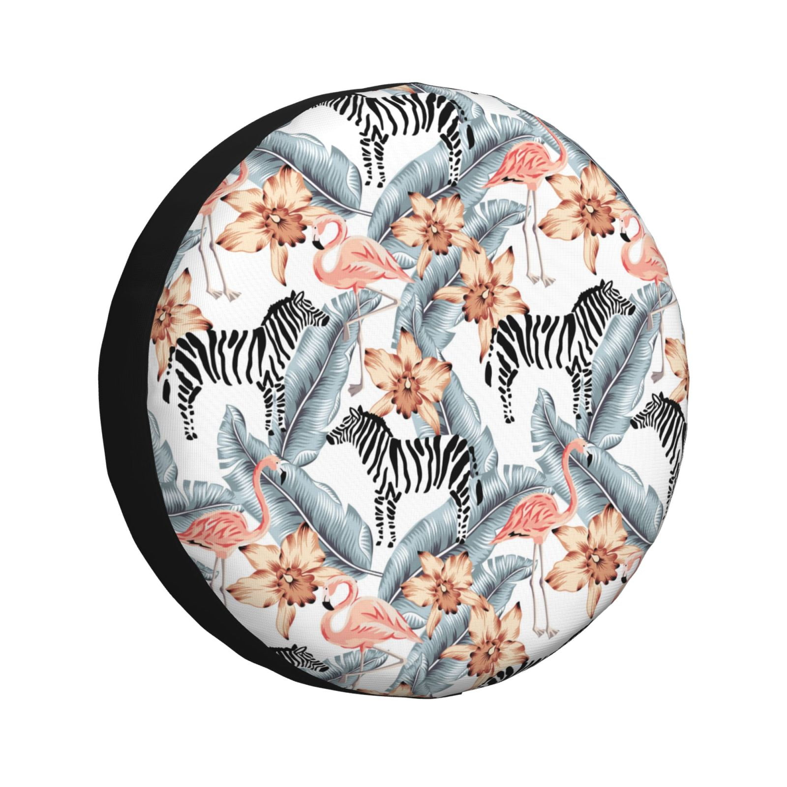 Spare Tire Cover zebra flamingo orchid palm leaves Waterproof Trailer ...