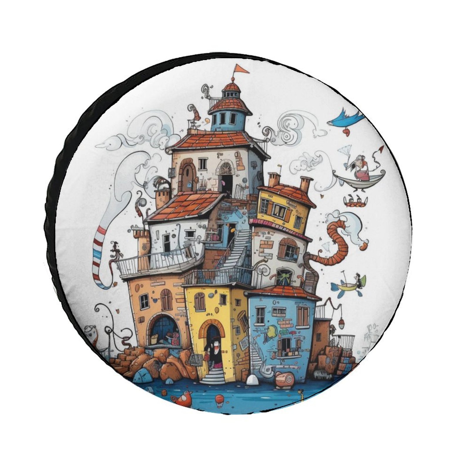 Spare Tire CoverCartoons House Wheel Tire Cover for Travel Trailers ...