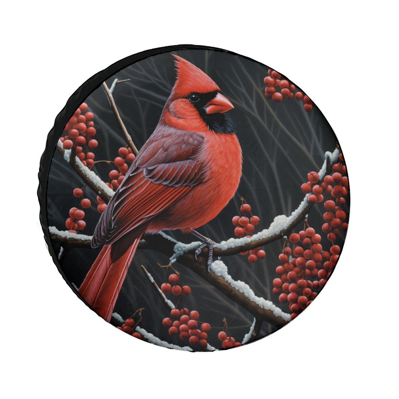 Spare Tire CoverRed Cardinal Sitting On A Tree Branch In The Winter ...