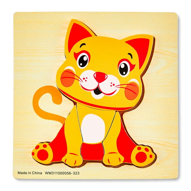 Spark Create Imagine 4-Piece Wooden Cat Puzzle for Toddlers and Kids ...