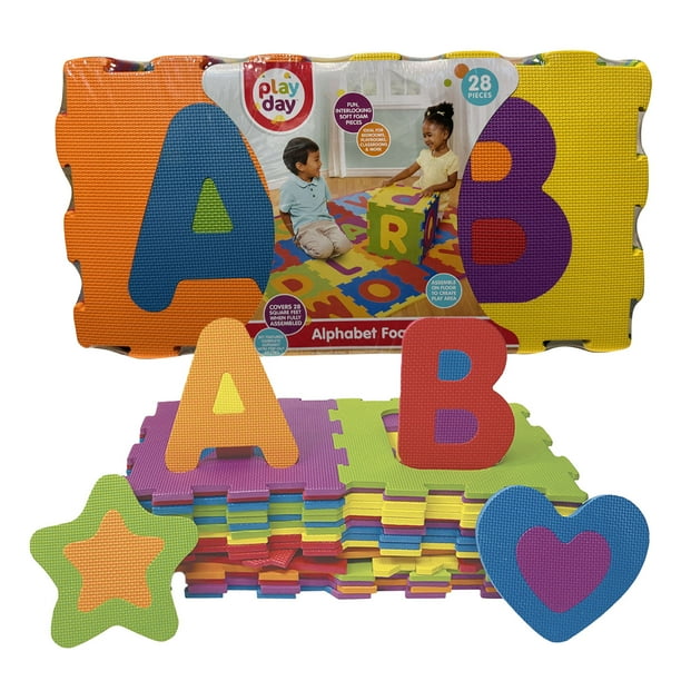 Play Day ABC Foam Playmat Learning Toy Set, 28 Interlocking Pieces ...