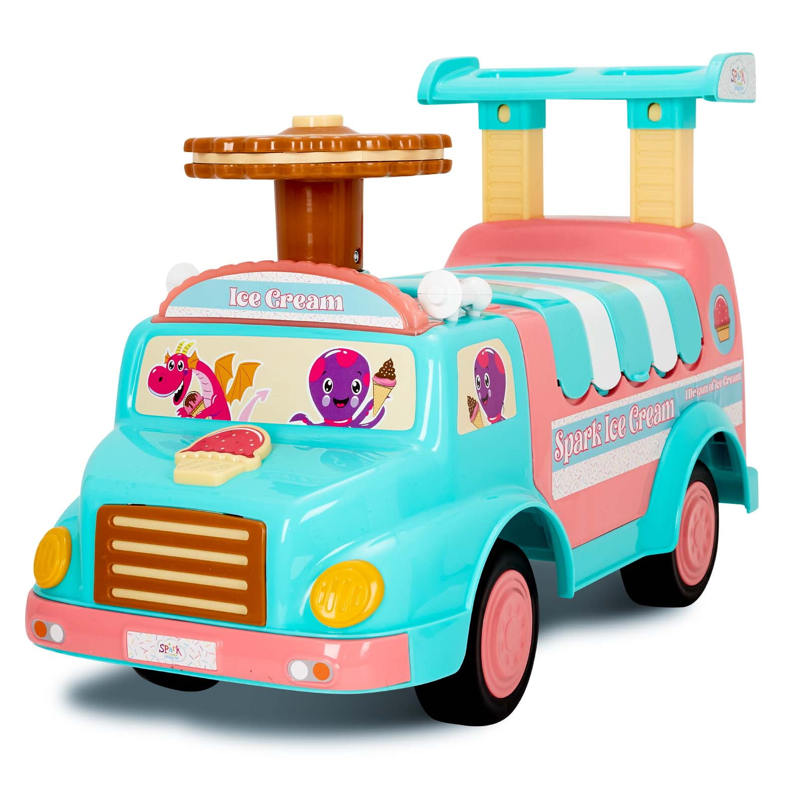 Spark, Create, Imagine, Interactive Ice Cream Truck Push Ride on Toy ...