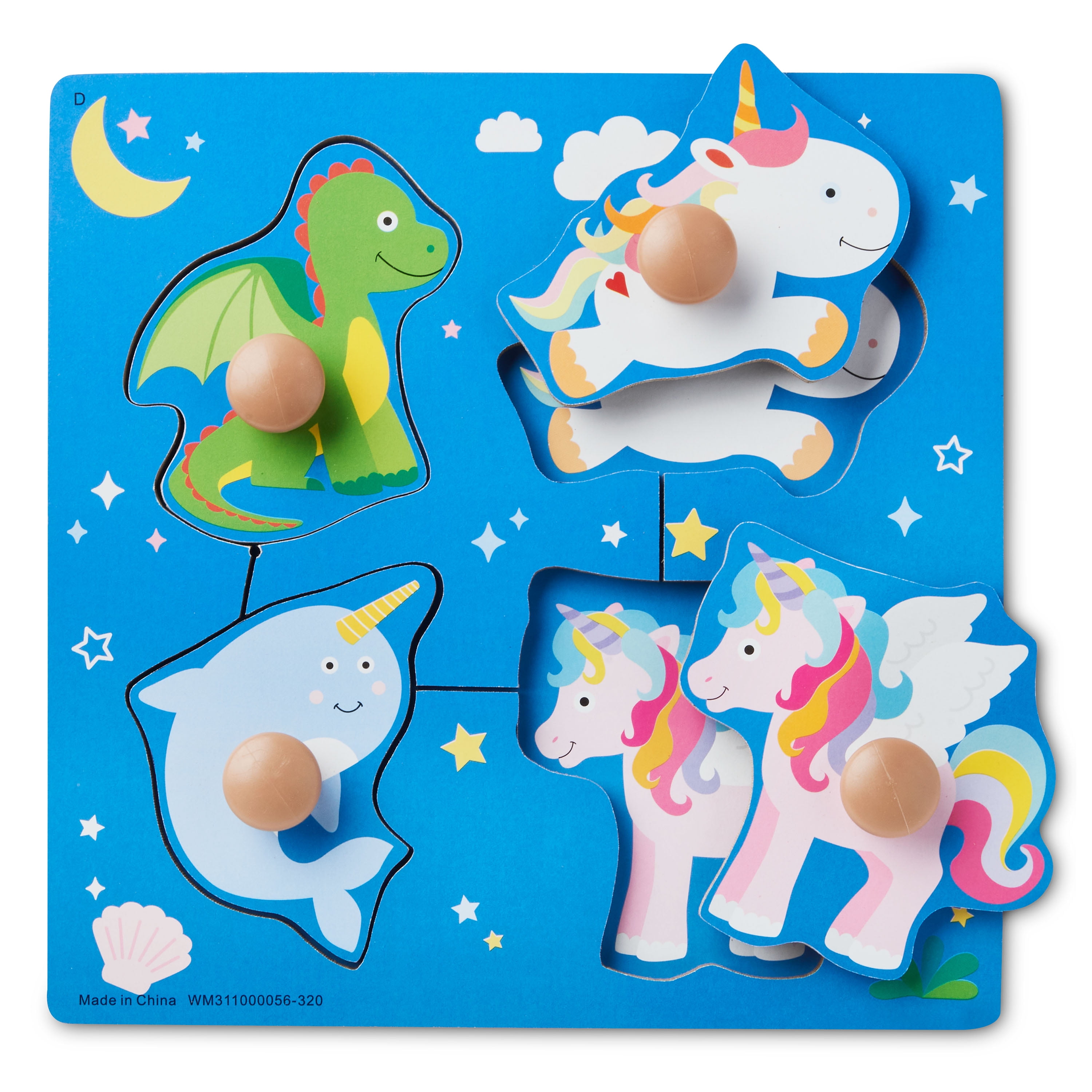 Spark Create Imagine Wooden Puzzle for Toddlers, Magical Creatures with ...