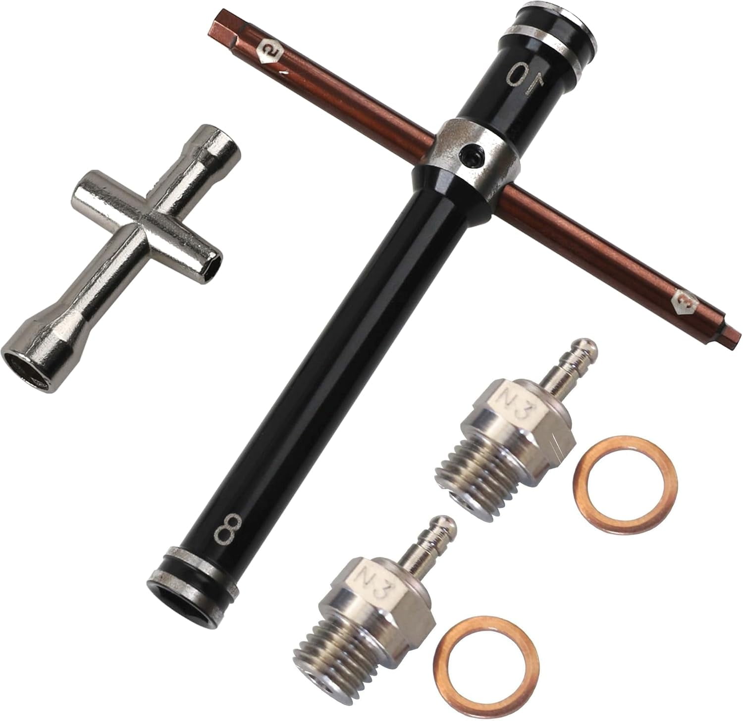 Spark Glow Plug No.3 N3 Hot 70117 & RC Glow Plug Removal Tool 8mm 10mm ...