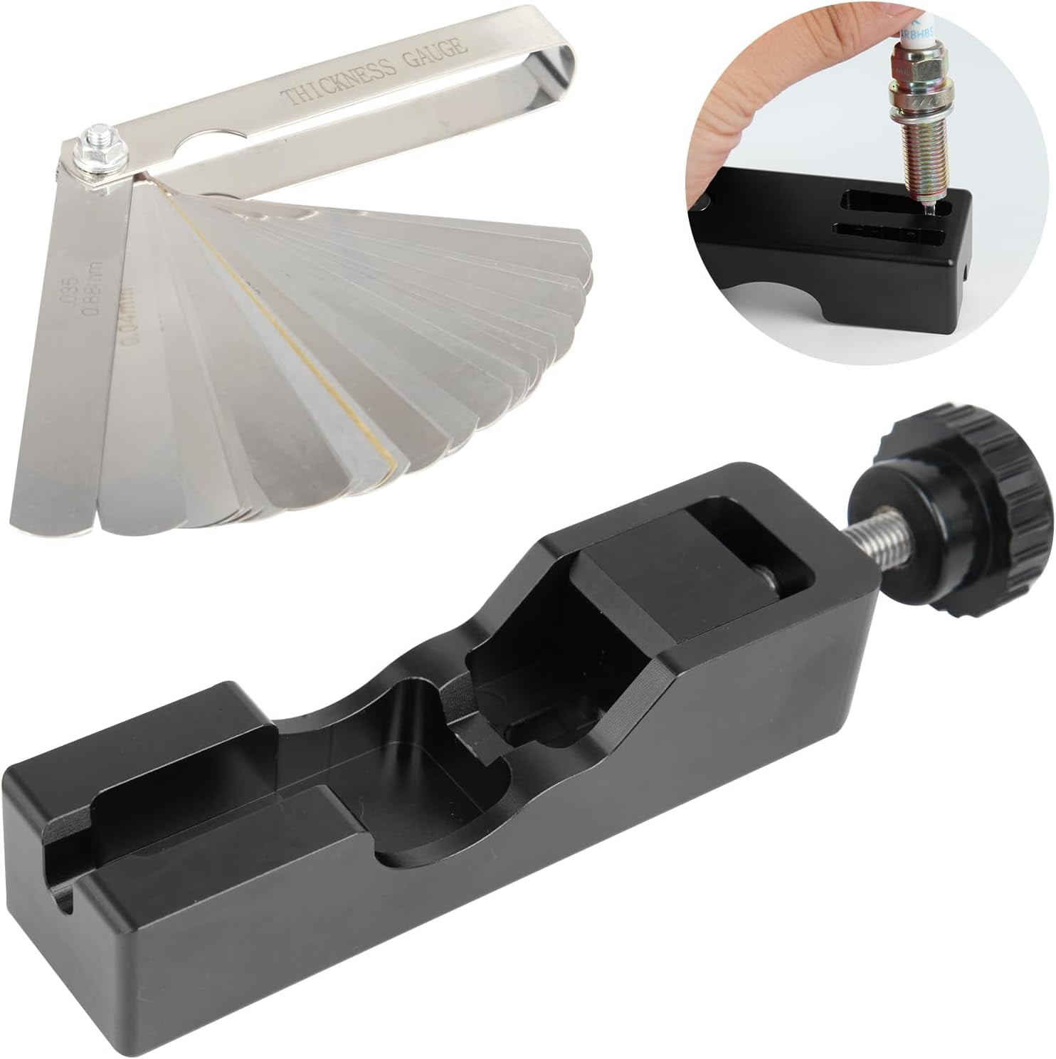 Spark Plug Gap Tool, Spark Plug Gapping Tool with 32 Blade Steel Feeler ...
