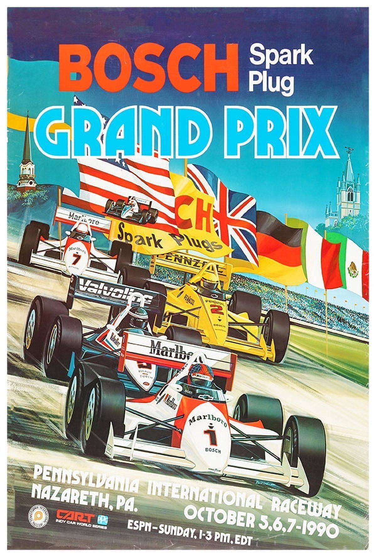 Spark Plug Grand Prix - 1990 - Vintage Racing Poster (24x36Inches(Black ...