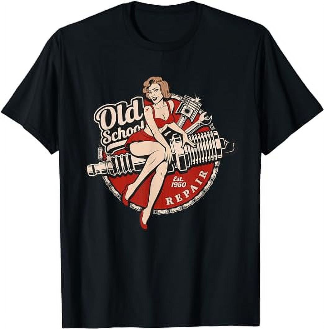 Spark Plug Pinup Mechanic T-Shirt - Walmart.com