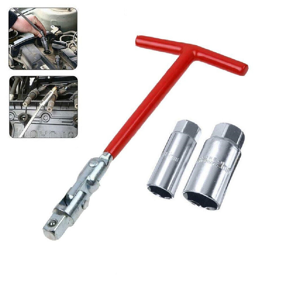 Spark Plug Removal Tool 16 21mm T-Handle Flexible Spanner Socket Wrench Set 3PCS - Walmart.com