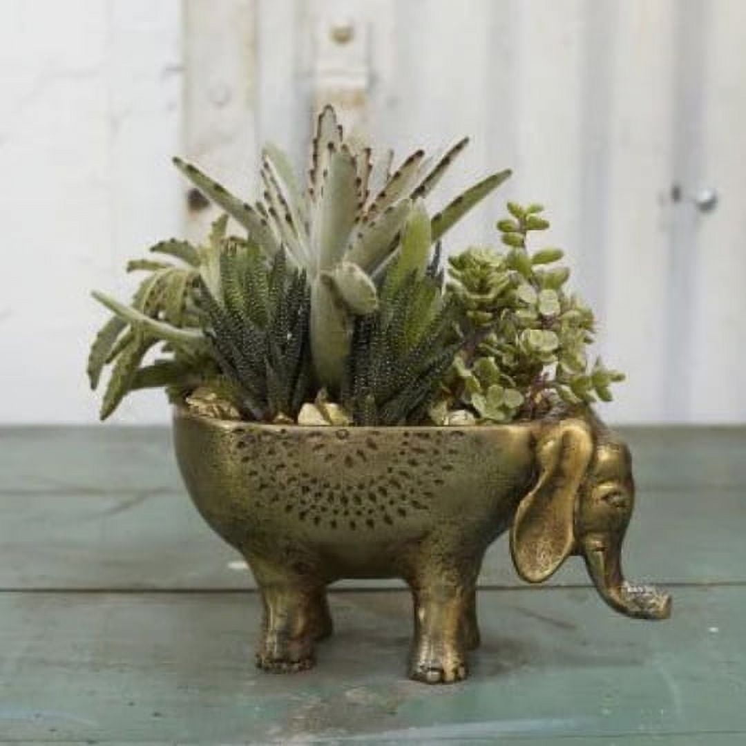 SparkDazzle 8.25'' x 4.25'' x 4.25'' Elephant Gold Aluminum Artistic ...