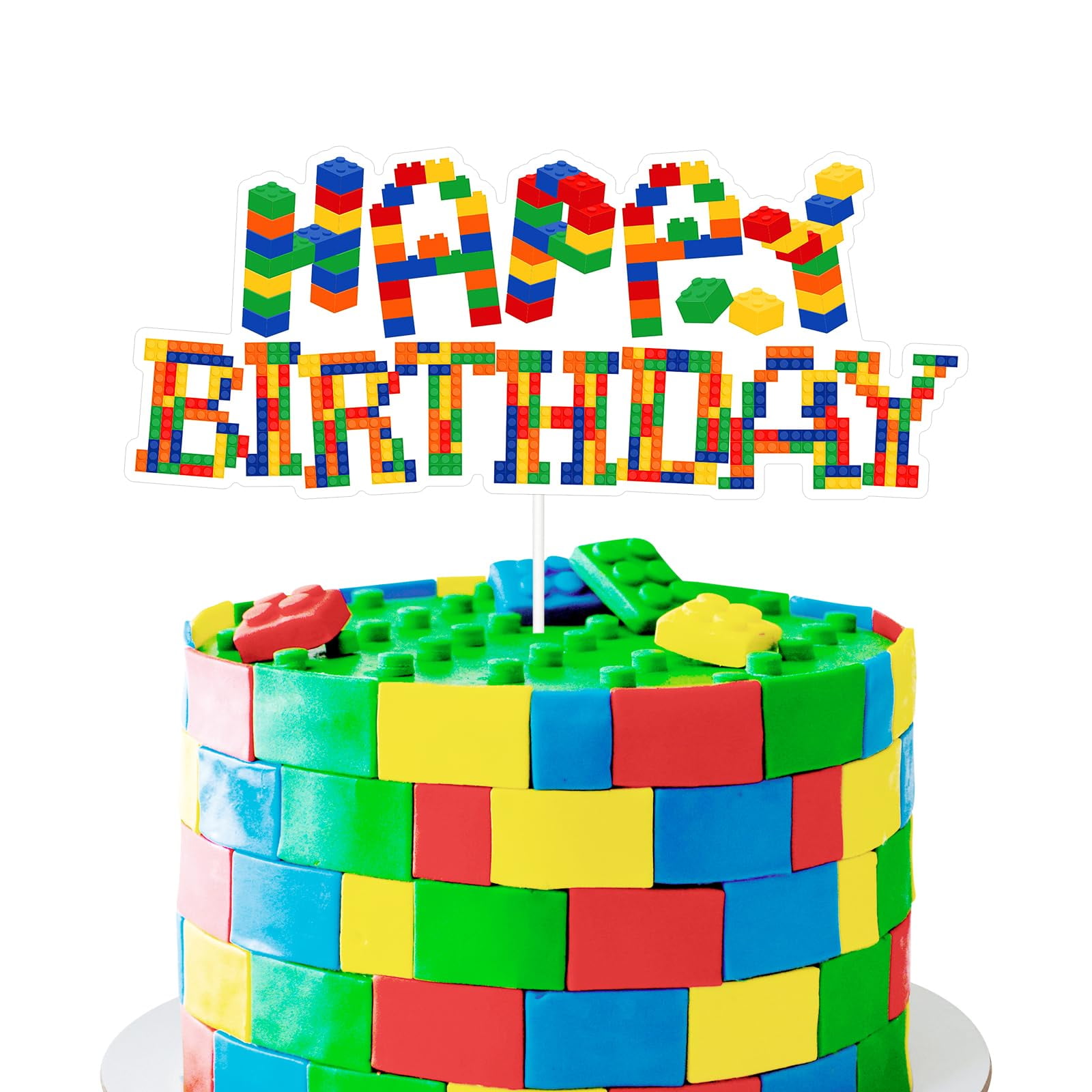 SparkDot Building Blocks SCH4 Themed Cake Topper, Brick Themed Happy ...