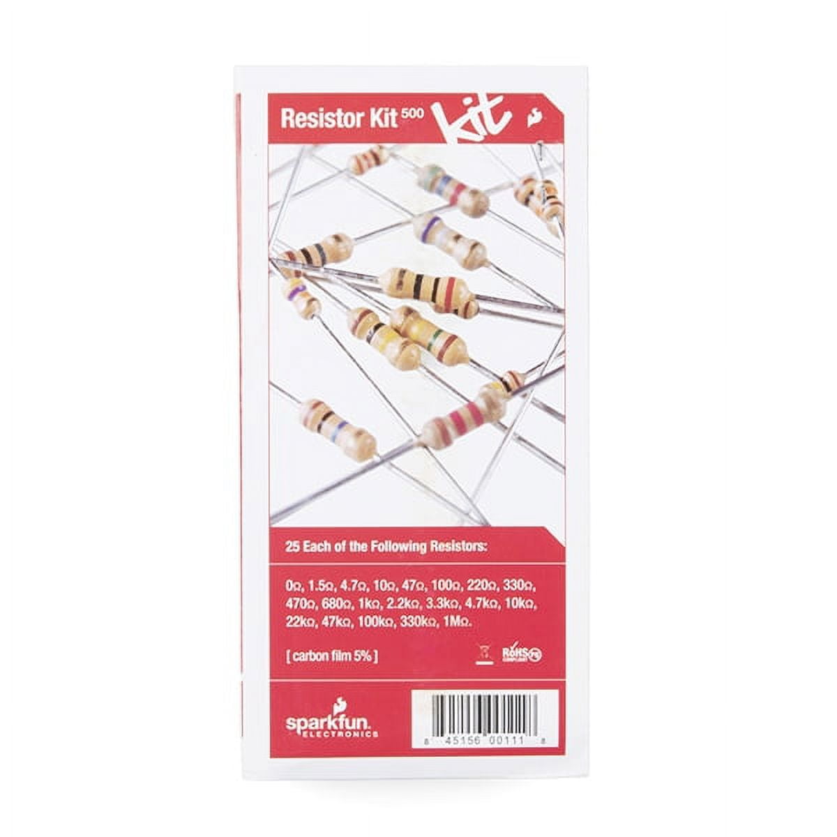 SparkFun 500 1/4W Resistor Kit, Multicolor, One Pack - Walmart.com