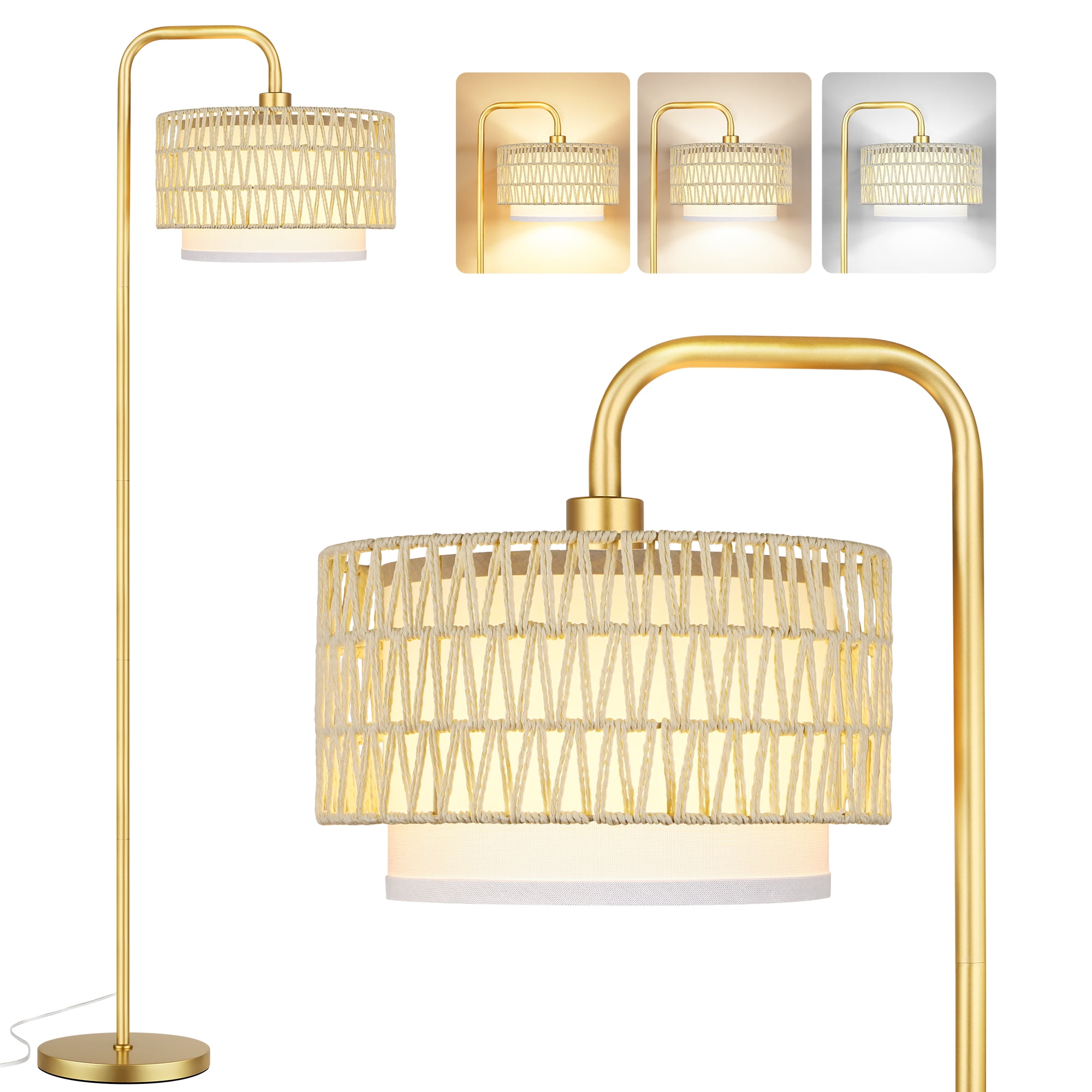 SparkGlowy Beige Floor Lamp with 3 Color Temperatures, Farmhouse Tall ...