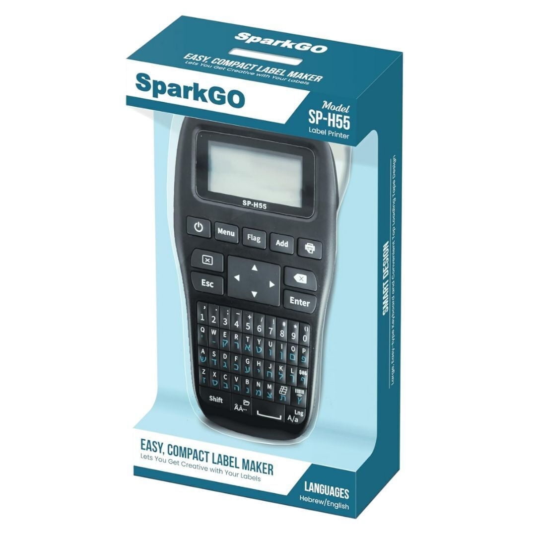 SparkGo SP-H55 Handheld Compact Hebrew and English Label Maker with ...