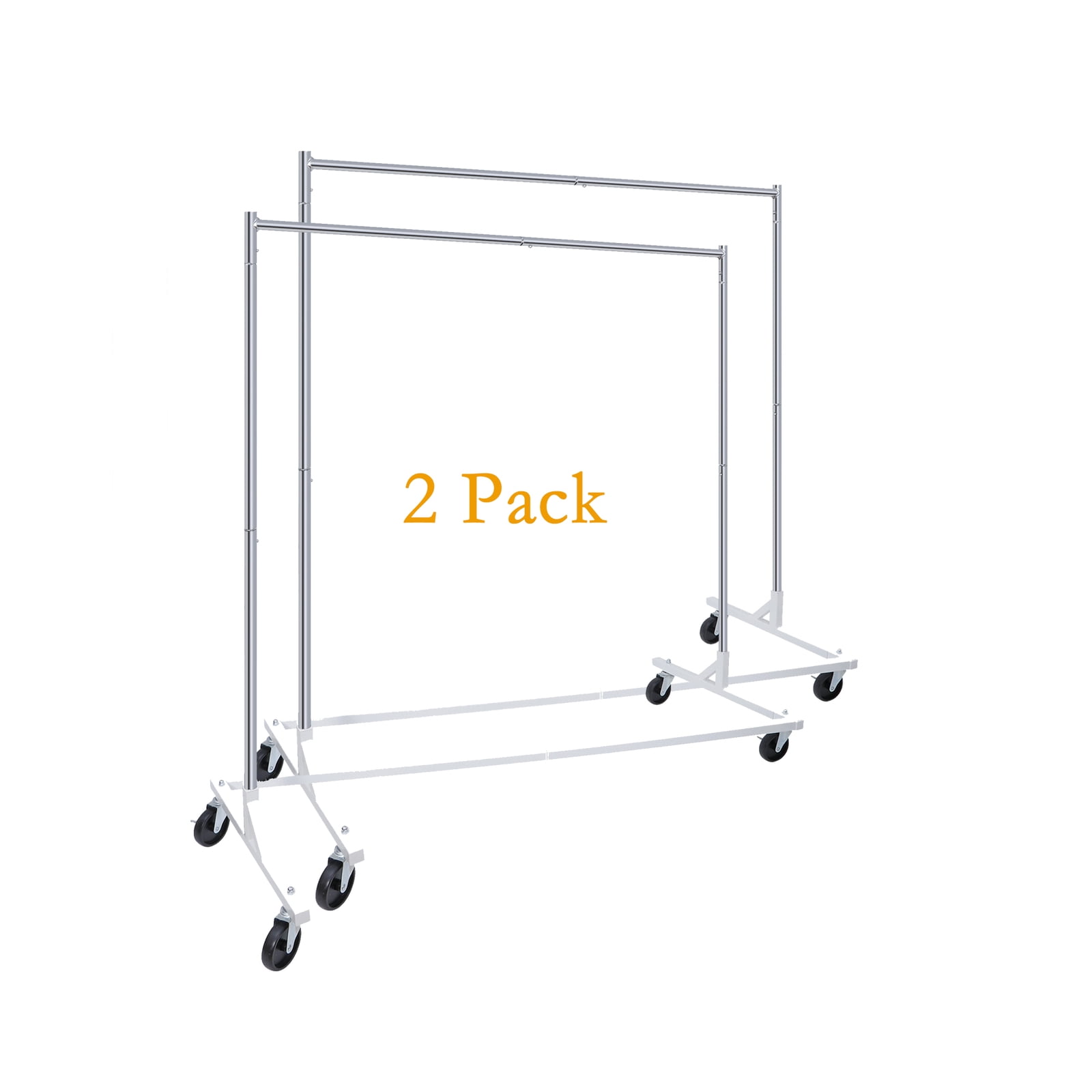 SparkTrend 2PCS Heavy-Duty Garment Rack Z-Base Rolling Clothing Rack ...